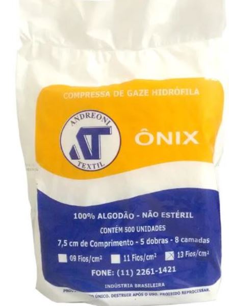Compressa de Gaze Hidrofila 13 Fios Onix ANDREONI – Cirurgica Marcelina
