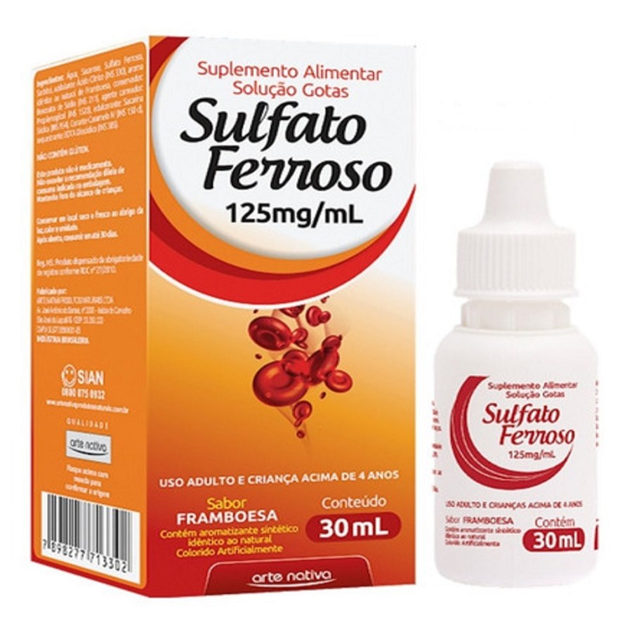 Sulfato ferroso 125 mg/mL Gotas frasco c/ 30mL – Cirúrgica Marcelina